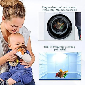 Wristy Buddy Teething Ring for Babies 0-6 8 10 12 Months | Cute Soft Moose Animal Teething Toys & Gloves | Baby Teething Relief Toy Pack | Infant Chew Toys for 3-6 Months, 1 2 3 Years