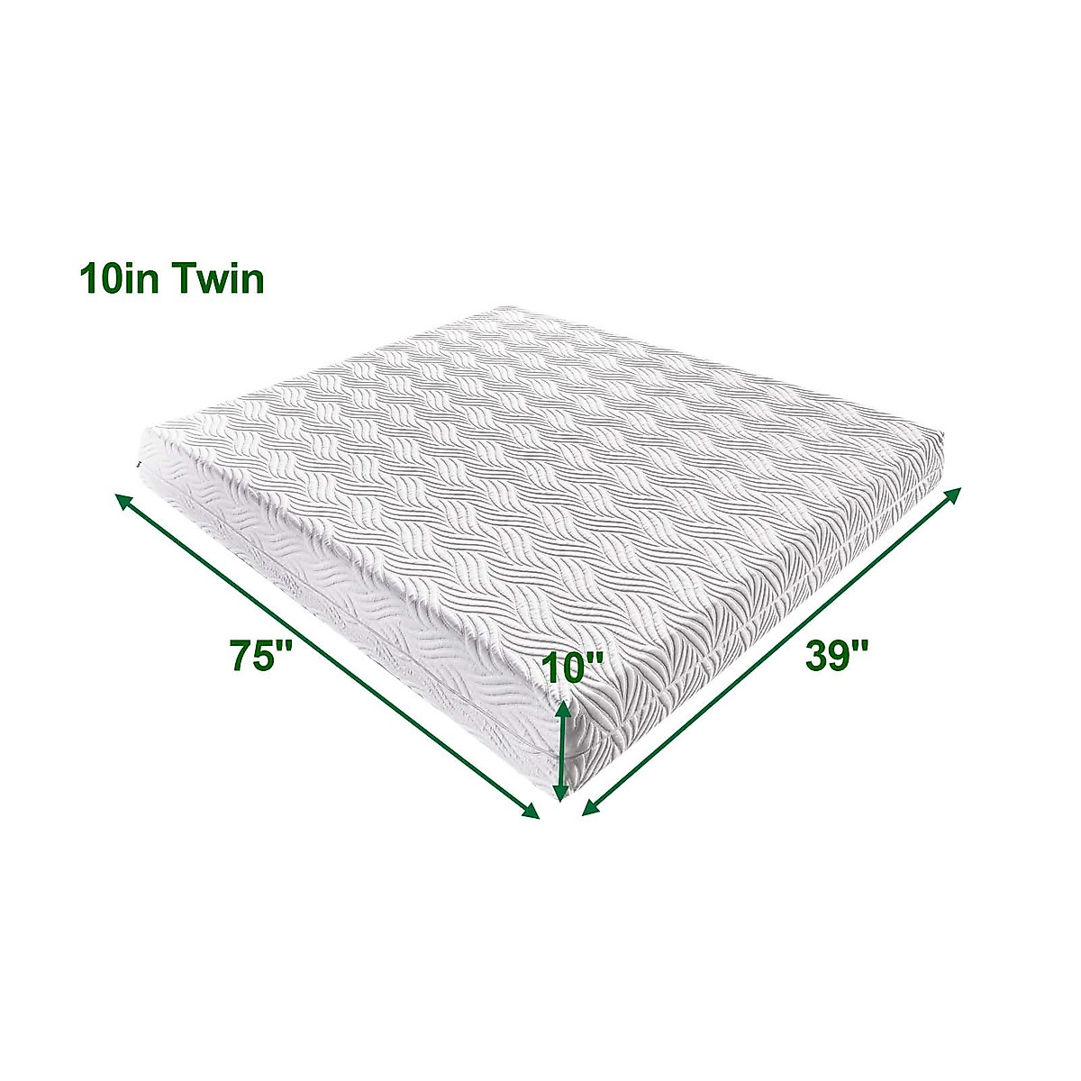 KNAMOTL 10 Inch Memory Foam Mattress, Green Tea Memory Foam Mattress, Gel Memory Foam Mattress, Fiberglass Free Mattress, CertiPUR-US Certified, Bed in a Box (Twin)