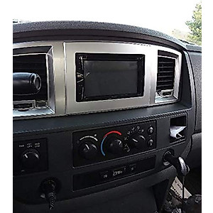 Silver Double Din Dash Kit Compatible with Dodge Ram 2006-2010 Truck Car Stereo Radio Install Kit