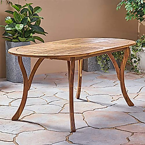Christopher Knight Home Baia Outdoor 70" Oval Acacia Wood Dining Table, Teak