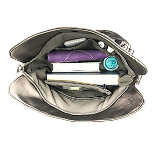 Zzfab Concealed and Carry Purse Double Handles Rhinestone Wing Purse Pewter