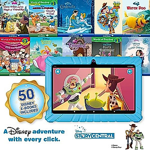 Contixo V8-2 7 inch Kids Tablets - Tablet for Kids with 50+ Disney Storybooks & Stickers (Value $200) - Android Tablet 32 GB HD Display Durable Case & Screen Protector, Light Blue