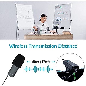 Alilong UHF Wireless Lavalier Lapel Microphone System, Lavalier Mic for Camera, iPhone, Android, Wireless Recording Mic for YouTube, Interview, Vlogging - 1TX