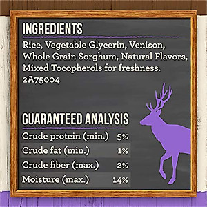 Merrick Natural Cuts Rawhide Free Dog Treats Filled Chew Made with Real Meat and Whole Foods, Venison, 0.71 pounds