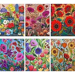 hkejoi Paint by Number for Kit Adults Canvas,Adults Paint by Numbers Kits,Acrylic Flowers Painting by Numbers for Adults for Home Wall Decoration and 16X12inch