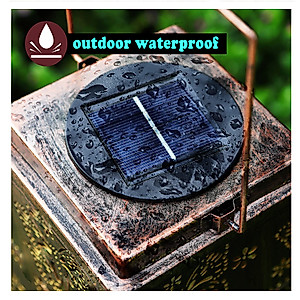 Outdoor Solar Lanterns Waterproof Hanging Solar Lights 2 Pack Outdoor Retro Metal Lamp with Handle for Terrace Backyard Porch Dining Table Passage Party Place Garden Decoration