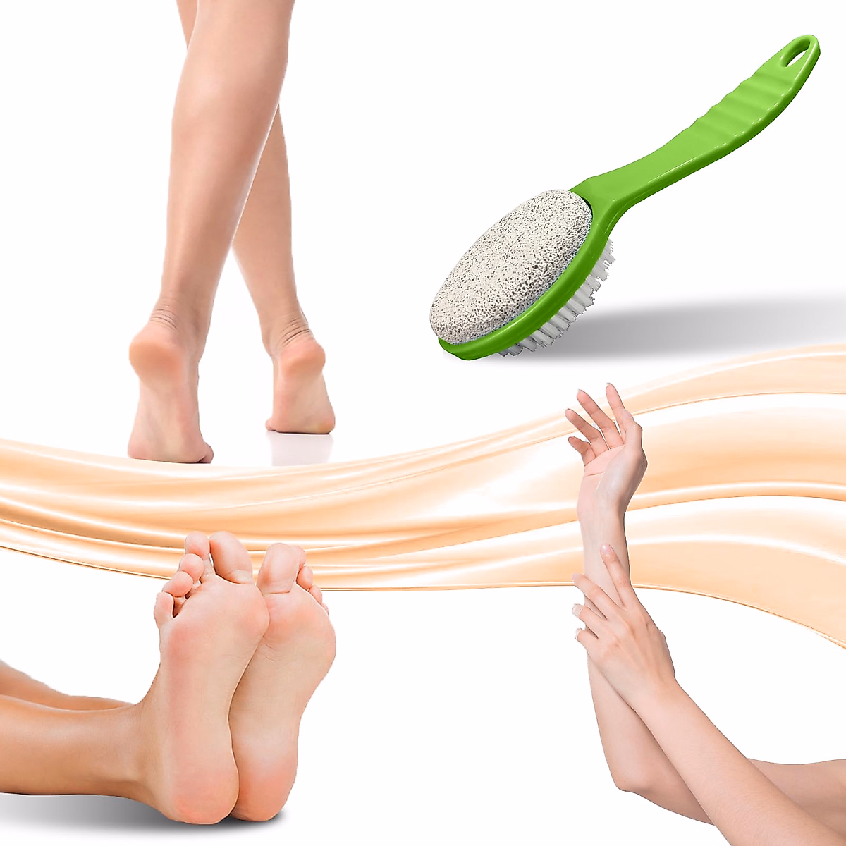 WAFJAMF Foot Stone Brush Exfoliating Brush Shower Foot Srubber with Pumice(1 PCS Green)