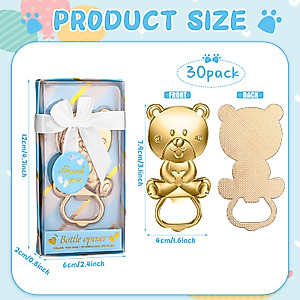 30 Packs Bear Bottle Opener Bear Baby Shower Favors Bear Shaped Baby Shower Bottle Opener Favors Metal Beer Bottle Opener with Packaging Box for Guest Souvenir Birthday Gifts Decoration (Blue Box)