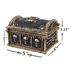 Forged Dice Co. Deluxe Skull and Bones Dice Storage Chest Box - Container Holds up to 10 Sets of Polyhedral Dice or 70 Individual Dice with Foam Insert for Polyhedral 7 Dice Set