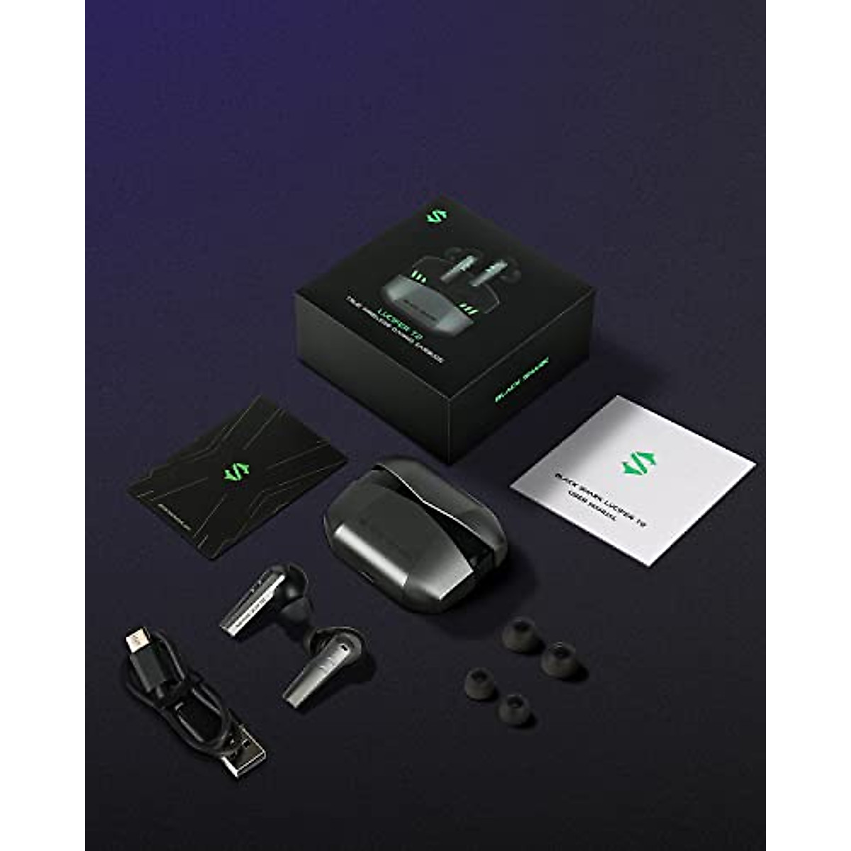 Black Shark Wireless Earbuds with 35ms Ultra-Low Latency, Gaming Bluetooth Earbuds with Premium Sound, Bluetooth 5.2, 10mm Drivers, 4 Hyperclear Mics, IPX5 Waterproof, 20H Play Time, Comfort Fit