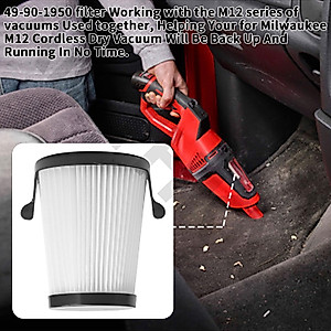 2-Pack 49-90-1950 HEPA Dry Filters Replacement for Milwaukee M12 0850-20 Compact Vacuum
