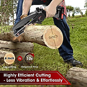 6-inch Mini ChainSaw, Seesii Cordless Chainsaw with 2x 2.0Ah Batteries Auto-oil System One-Handed Electric Chain Saw, Pruning Chainsaw for Wood Cutting Garden Logging Trimming Branch, CH600