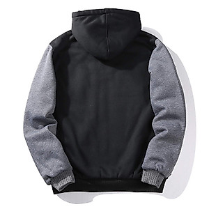 ZITY Men's Zip Up Hoodie Heavyweight Winter Sweatshirt Fleece Sherpa Lined Warm Jacket Black Gray Large
