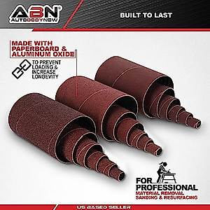 ABN Aluminum Oxide Spindle Sanding Sleeves 18-Pack – 4.5in Length, Assorted 80 120 240 Grit, 1/2in to 3in Sandpaper