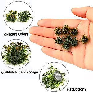 FOIMAS 56pcs Miniature Green Bushy Tufts Lowland Shrubs Tuft Terrain Model Static Scenery for DIY Craft Train Landscape Railroad Scenery Sand Military Layout Model War Gaming Terrain