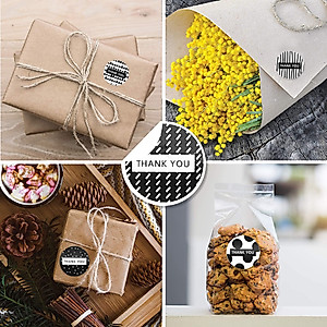 POTTIIS 500PCS 1.5 inch Black and White Patterned Thank You Stickers,8 Different Design Thank You Designs for Business Packaging,Thank You Labels for Gifts Bags,Boxes and Envelope Sealing