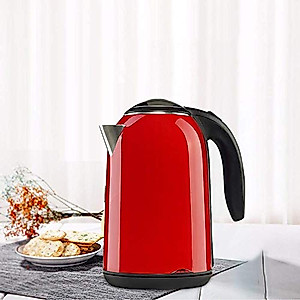 Stainless Steel Electric Water Kettle, 1.7L Cordless Tea with Auto Shut-Off Boil-Dry Protection, Double Wall Anti Hot Water Boiler, No Plastic Touch Water, 1800W / Red