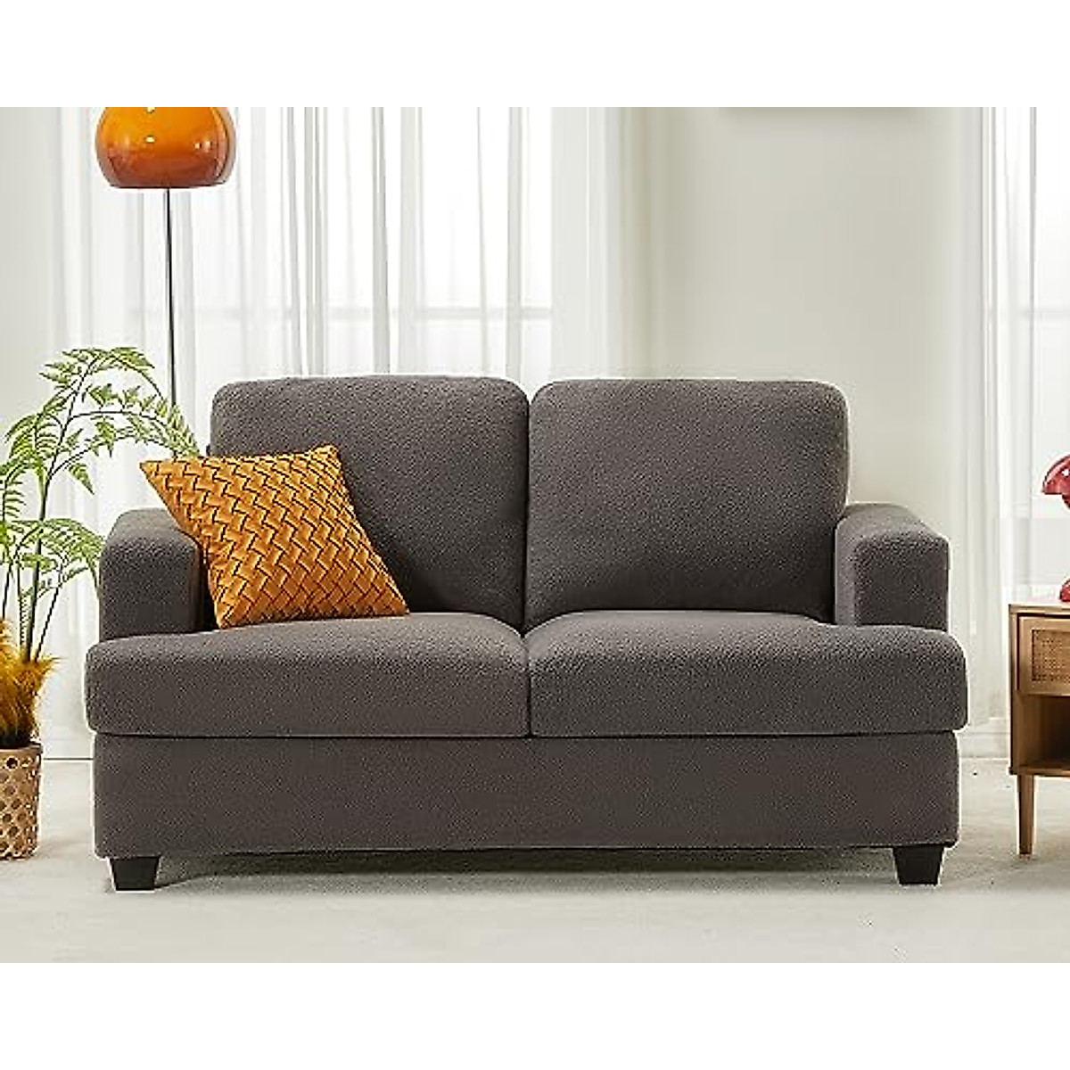 VanAcc Sofa, Comfy Sofa Couch with Extra Deep Seats, Modern Sofa- Loveseat, Couch for Living Room Apartment Lounge, Grey Bouclé