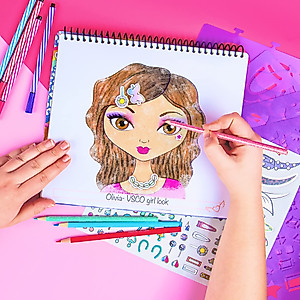 Fashion Angels Make-up & Hair Design Sketch Portfolio (11452) Sketchbook for Beginners, Sketchbook with Stencils and Stickers for Ages 6 and Up