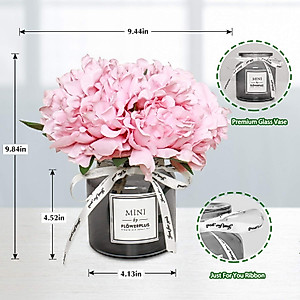 Rocinha Artificial Flowers with Vase Peony Fake Flowers Bouquet Faux Flowers in Vase for Wedding, Home, Living Room, Bathroom, Dining Table, Desk, Office, Garden Decoration