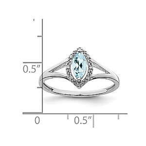 Gem And Harmony 1/5 Carat (ctw) Marquise-Cut Aquamarine Ring in Sterling Silver