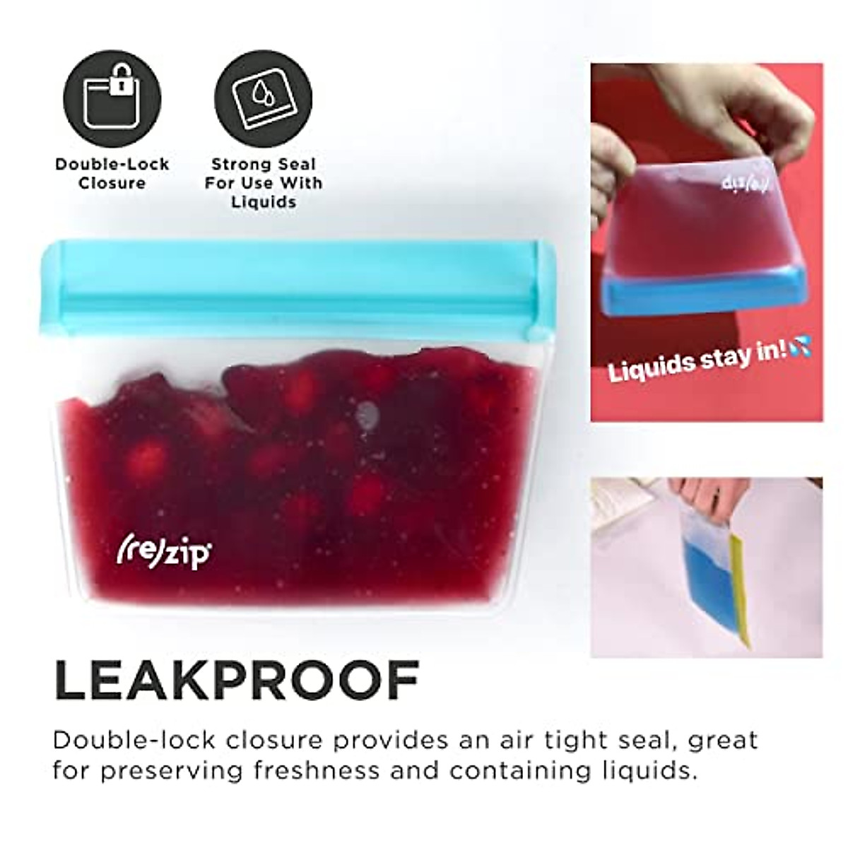 rezip 10-Pack Flat Reusable Lunch Bags | BPA-Free, Food Grade, Leakproof, Freezer and Dishwasher Safe | 10 Sandwich/Lunch Bags (3.5 Cup / 28-Ounce) | Aqua