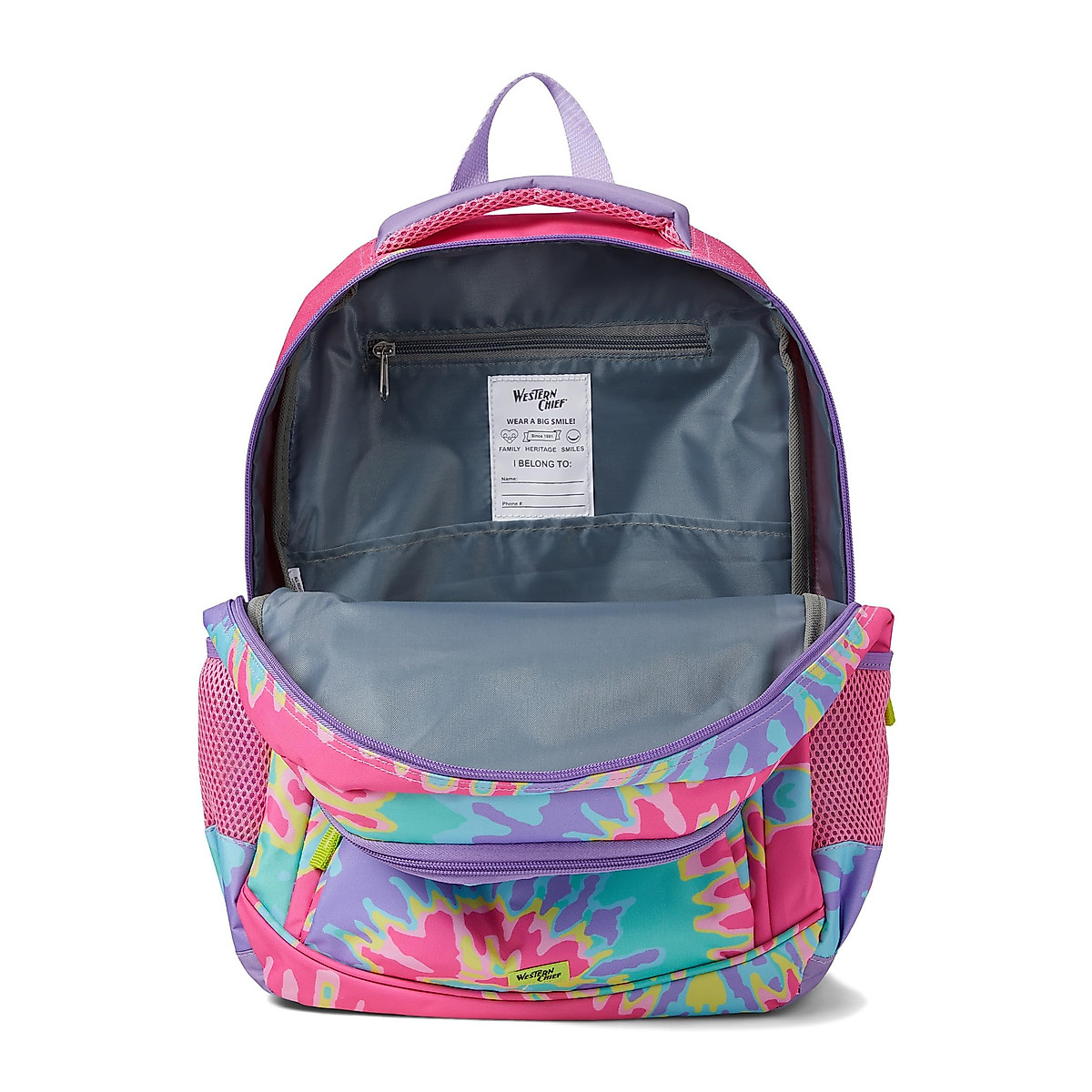 Western Chief Multi Compartment Backpack Bundle with Lunch Box and Pencil Pouch for Boys and Girls, Tie Dye, Medium