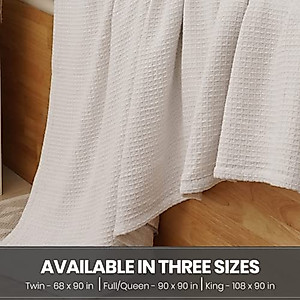 Cotton Blanket Queen Size, Luxury Blankets for Any-Home Decor, Waffle Blanket - Gifts for Mom, Soft Throw Blanket, Queen Size Blanket for Queen Bed, White Blanket - 90" X 90"