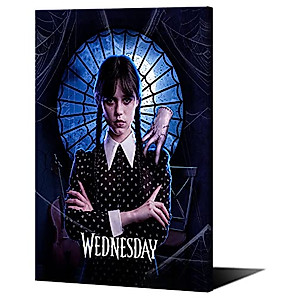 Wednesday Addams Jenna Ortega Poster TV Series Poster Canvas Wall Art Room Aesthetic Picture Paintings for Living Room Bedroom Decoration 12X18inch Unframed