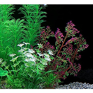 QUMY Aquarium Plants Artificial Plastic Fish Tank Plants Decoration Set for All Fish 5 PCS