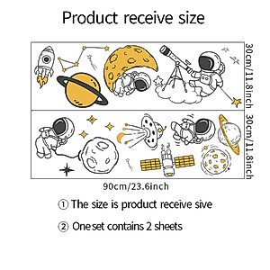 ROFARSO Wall Stickers Astronaut Planet Outer Space Stars DIY Vinyl Removable Large Wall Decals Art Decorations Decor for Kids Boys Bedroom Living Room Playing Room Murals