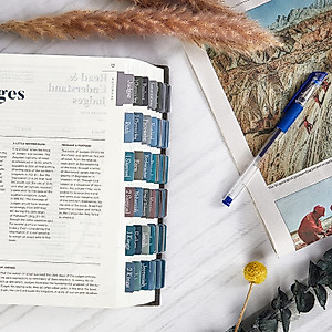 Earthy Blue Bible Tabs for Women and Men, Large Print Laminated Bible Tabs, Easy to Read, Easy to Apply, Bible Journaling Tabs