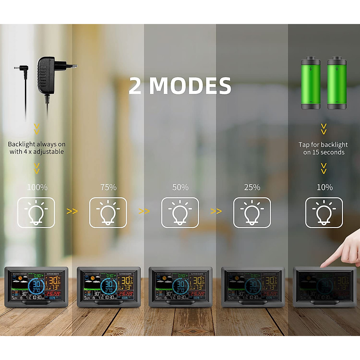 KALEVOL Professional Color Display Weather Station with Atomic Clock, Rain Gauge, Wind Speed and Direction