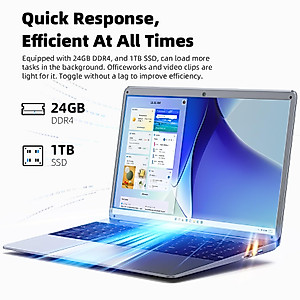 SGIN Laptop, 15.6 Inch Windows 11 Laptops with 24GB DDR4 1024GB SSD Laptops Computer, Celeron N5095 Processor(Up to 2.9GHz), FHD 1920x1080, Mini HDMI, Webcam, USB 3.0, 2.4/5.0G WiFi, Type-C