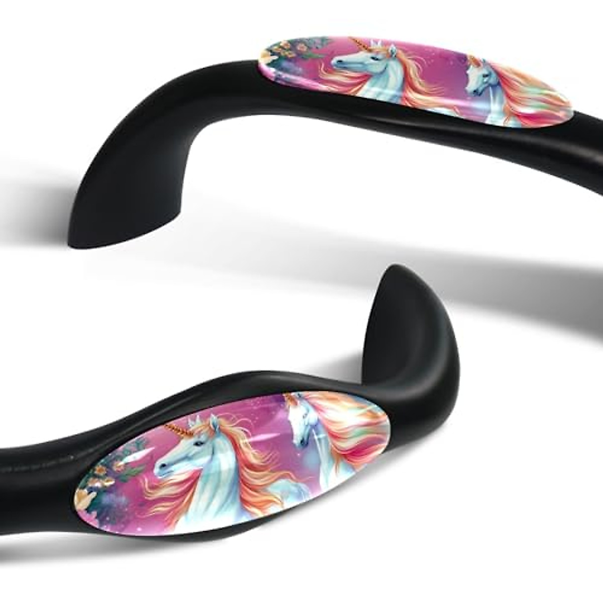 4 Pack ABS Glass Cabinet Pulls, 5 Inch Wave Cabinet Handles Hardware for Kitchen Door Cabinets Cupboard, Double Unicorn Dresser Drawer Handles Pulls