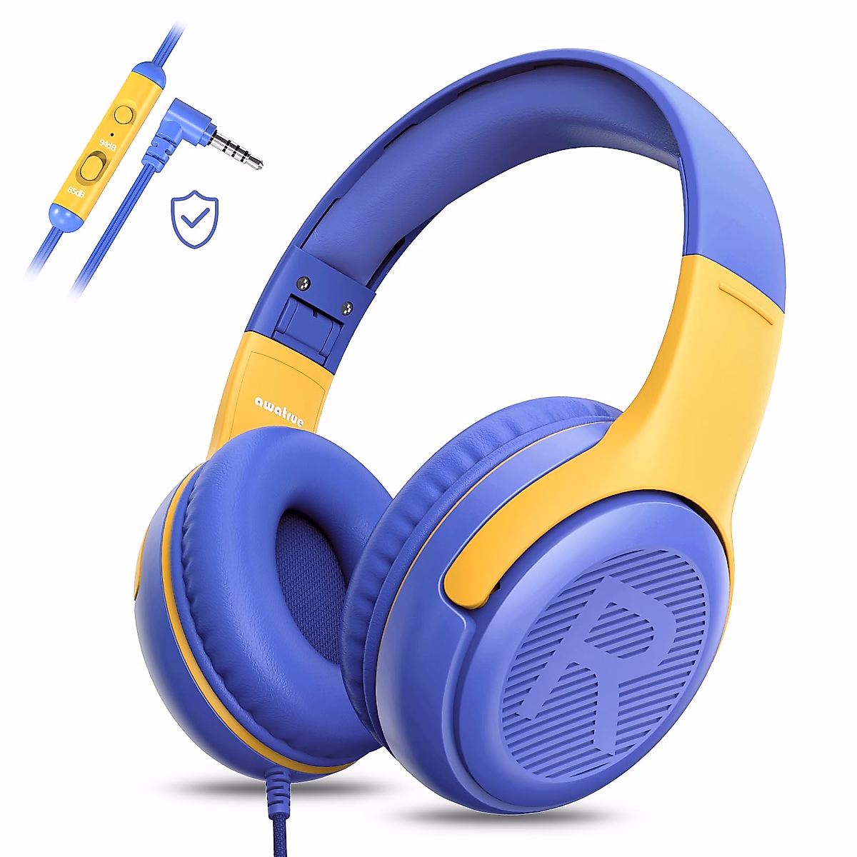 Kids Headphones Wired with Microphone for ipad Computer Laptop for Boys Girls Volume Limit Foldable Over Ear Headset for School 3.5mm Jack
