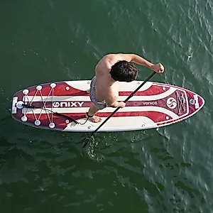 NIXY Venice G5 Cruiser & Yoga Inflatable Paddle Board | 10'6" x 34" x 6" Ultra-Light SUP with Welded Seams, Woven Drop Stitch for Safety and Durability. (Red)