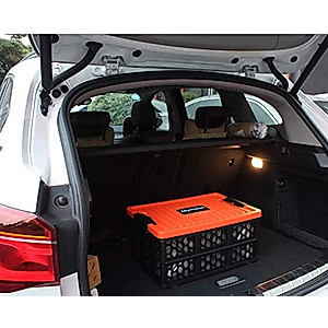 Mymazn Trunk Organizer Plastic for Car, Crate Storage Collapsible Car Organizer for SUV, Groceries, Camping | with Lid, Waterproof Bag, Optional Insulated Cooler(Orange)