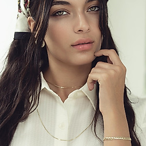 KISPER 24k Gold Snake Chain Necklace – Thin, Dainty, Gold Plated Stainless Steel Jewelry for Women & Men with Lobster Clasp, 20”