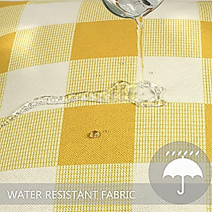 Famibay Decorative Outdoor Pillow Covers for Patio Furniture Set of 2 Buffalo Check Patio Throw Pillow Covers 18x18 Waterproof Outside Cushion Cases Cotton Pillow Covers for Porch Garden Bench(Yellow)