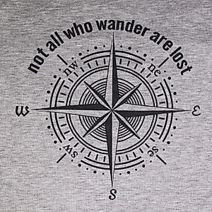 Womens Graphic T-Shirt Not All Who Wander are Lost Letters Print Compass Funny Tees for Women Summer Casual Athletic Shirts Grey