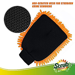 SCRUBIT Car Wash Mitt Car Scrubber - 2 Pack – Scratch-Free Car Sponges for Washing, Dual Sided Wash Mitts for Car Washing - Premium Car Wash Sponge for Cars, Trucks, and Boats