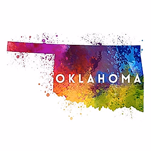 Lantern Press Oklahoma, State Abstract Watercolor, Contour (100% Cotton Canvas Travel Accessory Go Bag)