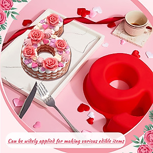 9 Pcs 10 Inch Number Moulds Baking Forms Large Silicone Number Mold 3D Cake Mold Big 0-9 Number Cake Pan Digital Baking Silicone Mould for Happy Birthday Festival Marry Anniversary Wedding (Red)