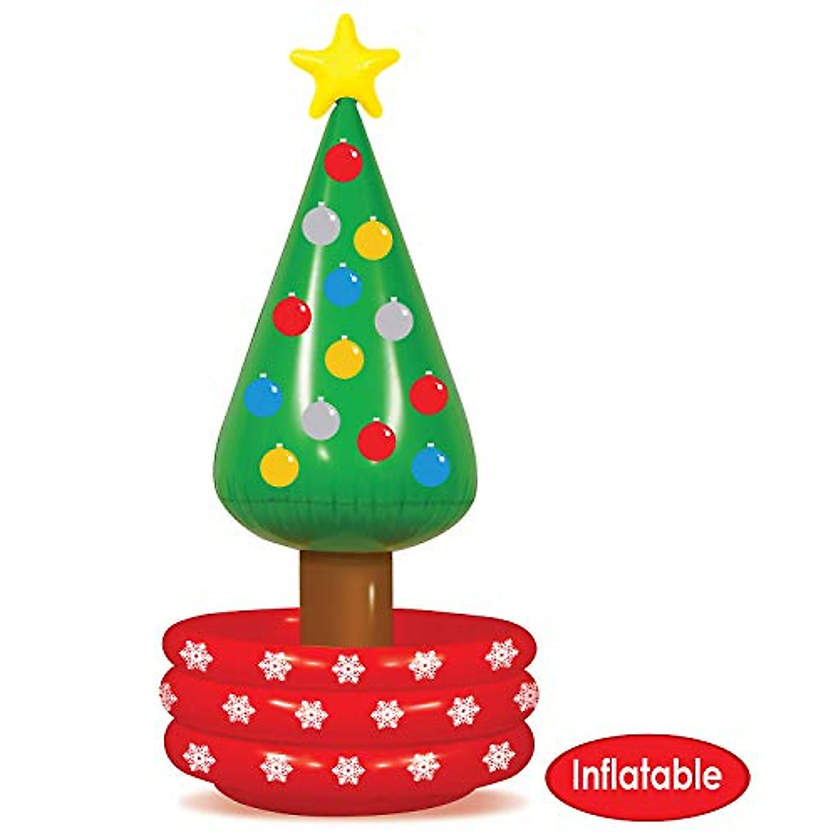 Beistle Inflatable Christmas Tree Cooler, 4’ 8” x 26” Holds approx. 24 12 oz. Cans - Inflatable Cooler for Parties, Drink Containers, Beverage Cooler, Christmas Inflatable, Holiday Decorations