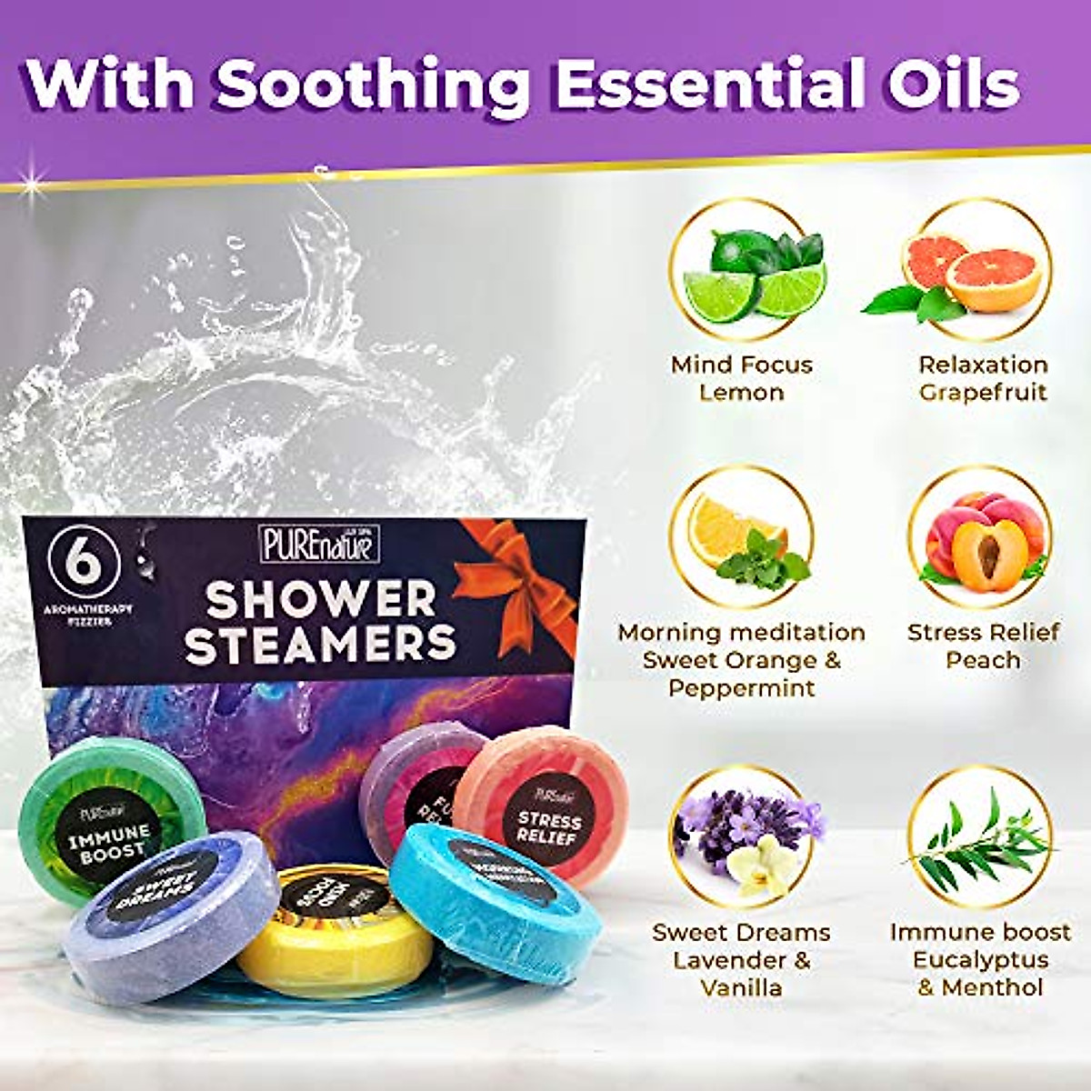 Aromatherapy Shower Steamers - Bath Bombs for Showers - Stress Relief and Relaxation Spa Gifts for Women and Mom Who Has Everything - Relaxing Tablets with Eucalyptus, Lavender for Relaxation