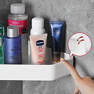 JYL HOME Corner Shower Caddy Bathroom Kitchen Storage Organizer with Hooks Wall Mounted Heavy Duty Aluminum, 2-Pack, White