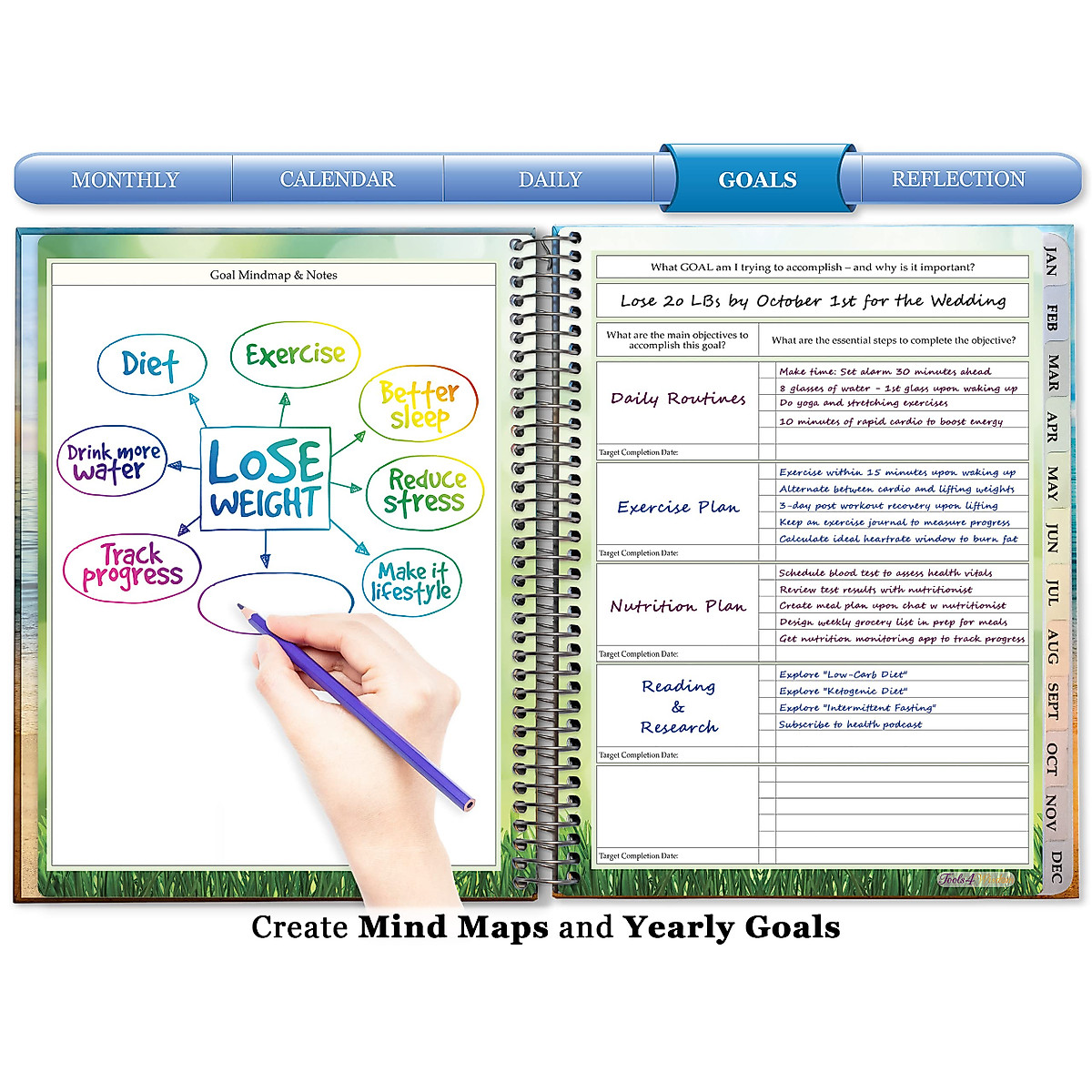 Tools4Wisdom 2024 Planner - 15 Month October 2023 thru Dec 2024 Planner - 8.5x11 Hardcover