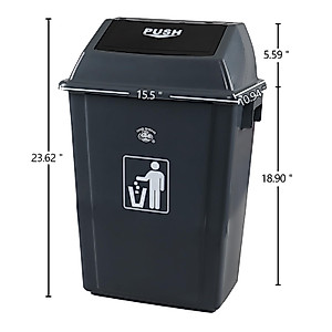 Parlynies 4 Packs Kitchen Garbage Can with Swing Lid, 13 Gallon Plastic Swing Top Trash Can, Gray