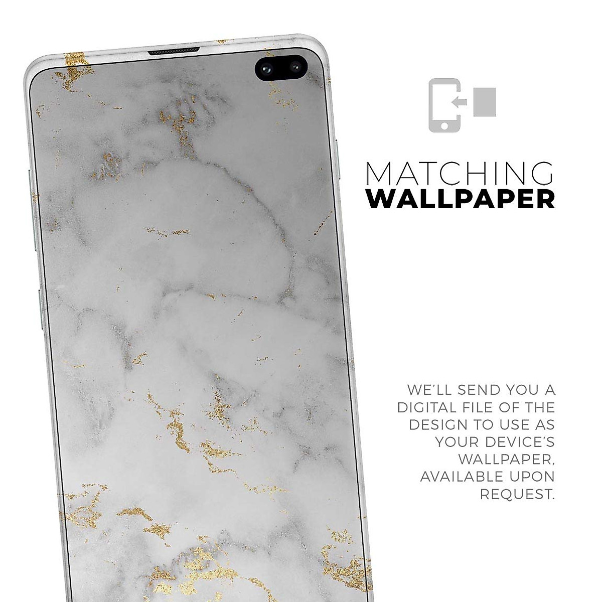 DesignSkinz Marble & Digital Gold Foil V3 Protective Vinyl Decal Wrap Skin Cover Compatible with The Samsung Galaxy S20 (Screen Trim & Back Glass Skin)